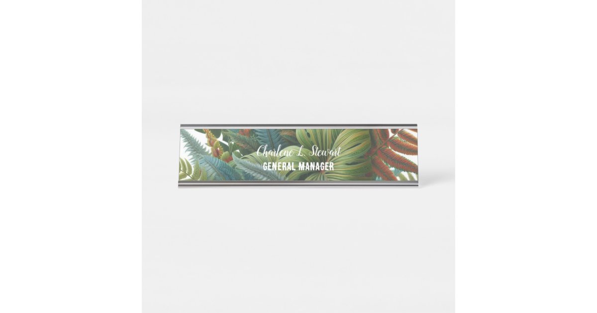 Tropical Foliage Desk Name Plate | Zazzle