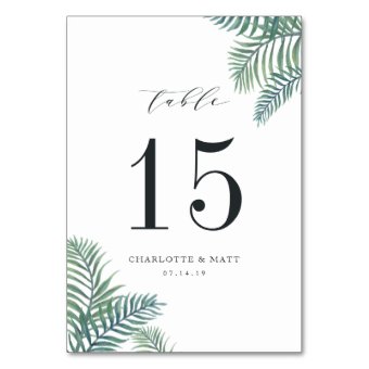 Tropical Foliage | Personalized Table Number Card | Zazzle