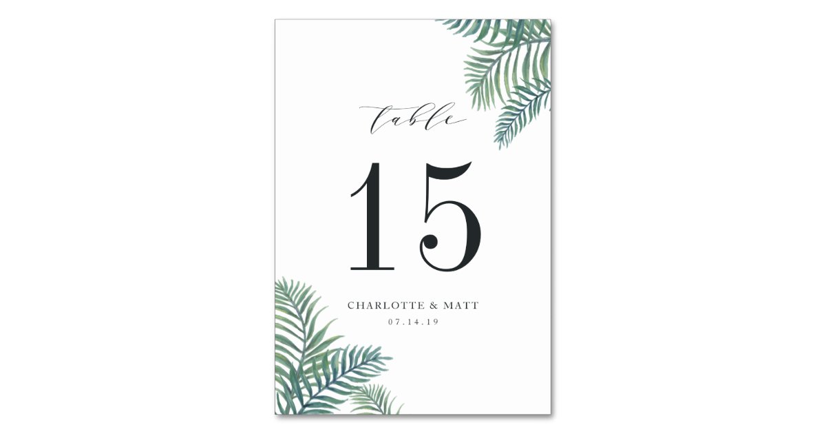 Tropical Foliage | Personalized Table Number Card | Zazzle.com