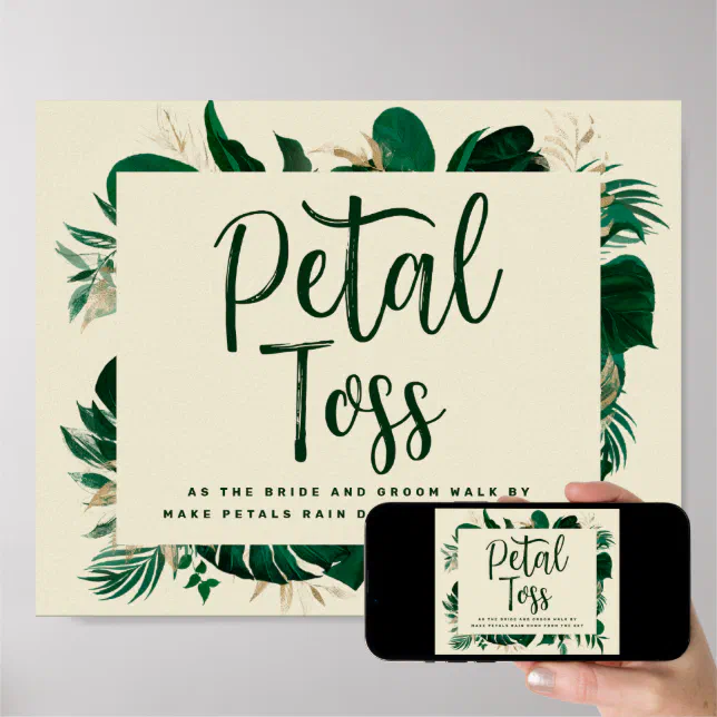 Tropical Foliage Petal Toss Newlywed Send-off Sign | Zazzle
