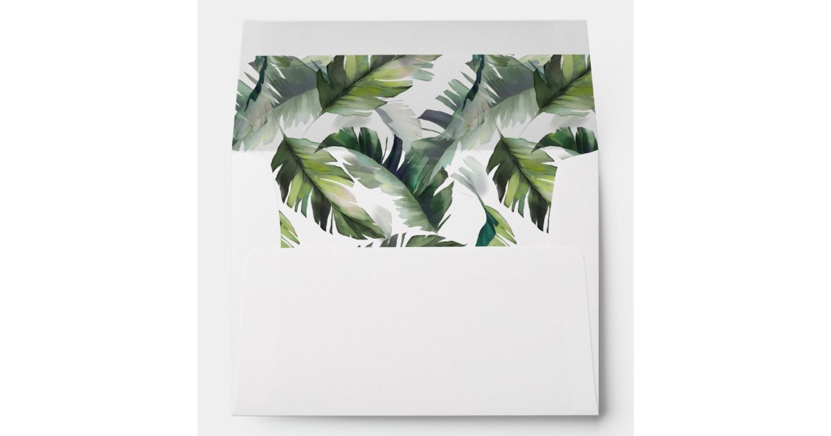 Tropical Foliage Pre-Printed Address 5x7 Envelope | Zazzle