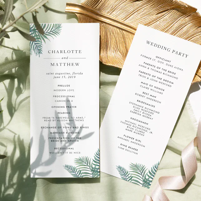 Tropical Foliage Wedding Ceremony Program | Zazzle