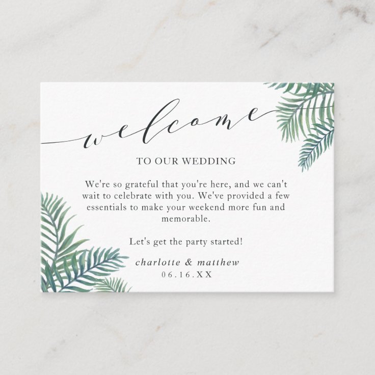 Tropical Foliage Wedding Welcome Cards | Zazzle