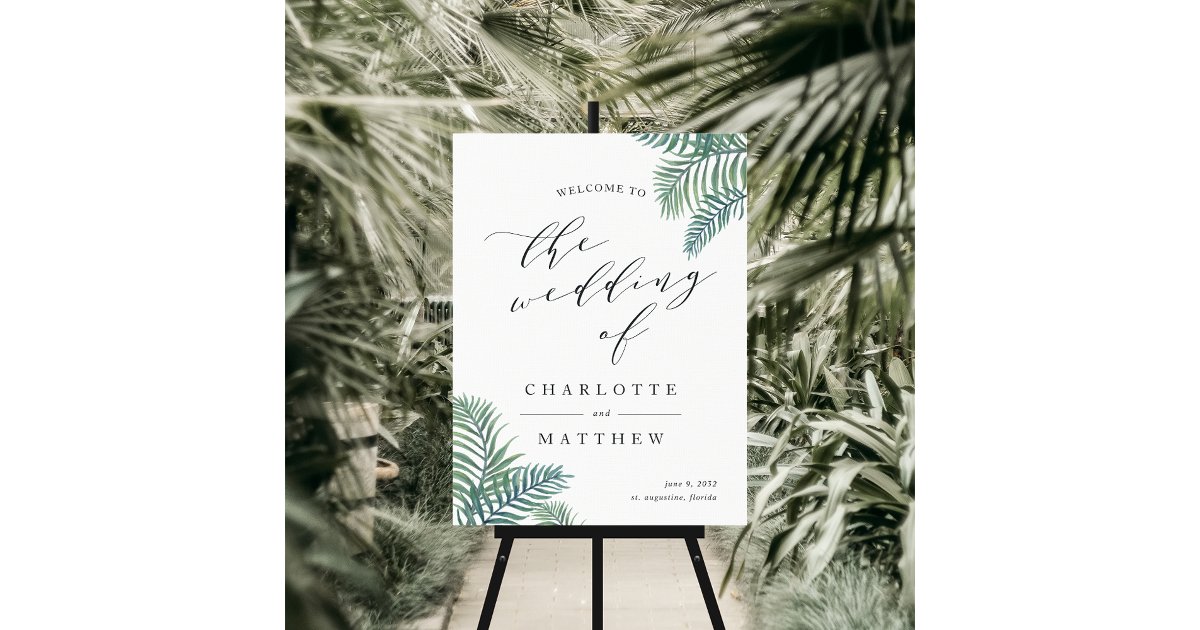 Tropical Foliage Wedding Welcome Sign | Zazzle