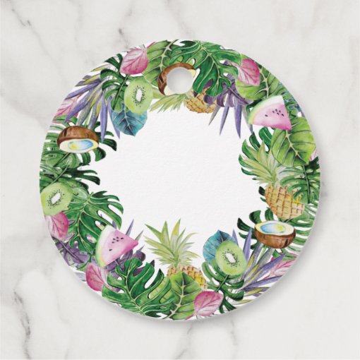 Tropical Fruit | Greenery Summer Birthday Party Favor Tags | Zazzle