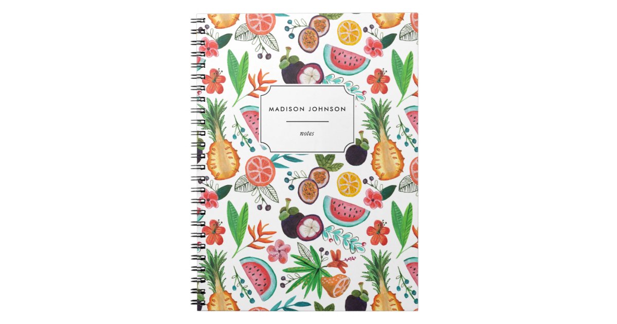 Tropical Fruit Pineapple Flowers | Photo Notebook | Zazzle