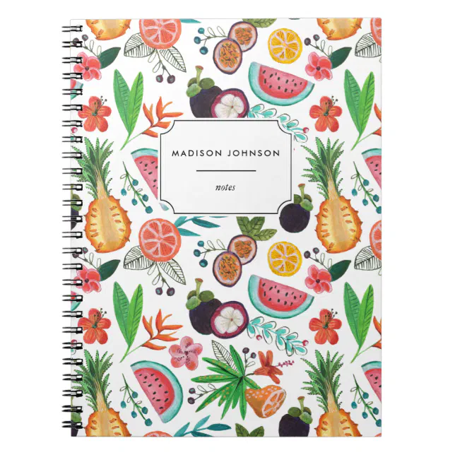 Tropical Fruit Pineapple Flowers | Photo Notebook | Zazzle