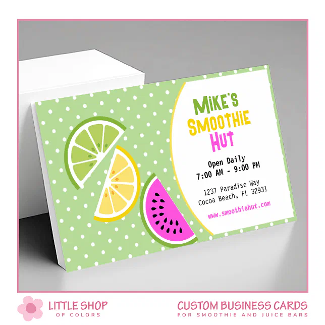Tropical Fruit Smoothie Juice Bar Business Card | Zazzle
