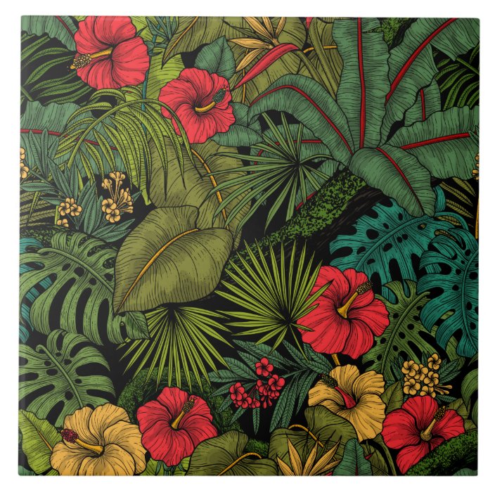 Tropical garden ceramic tile | Zazzle.com