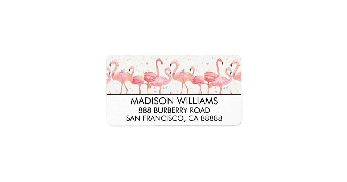 Tropical | Gathering of Flamingos Label | Zazzle