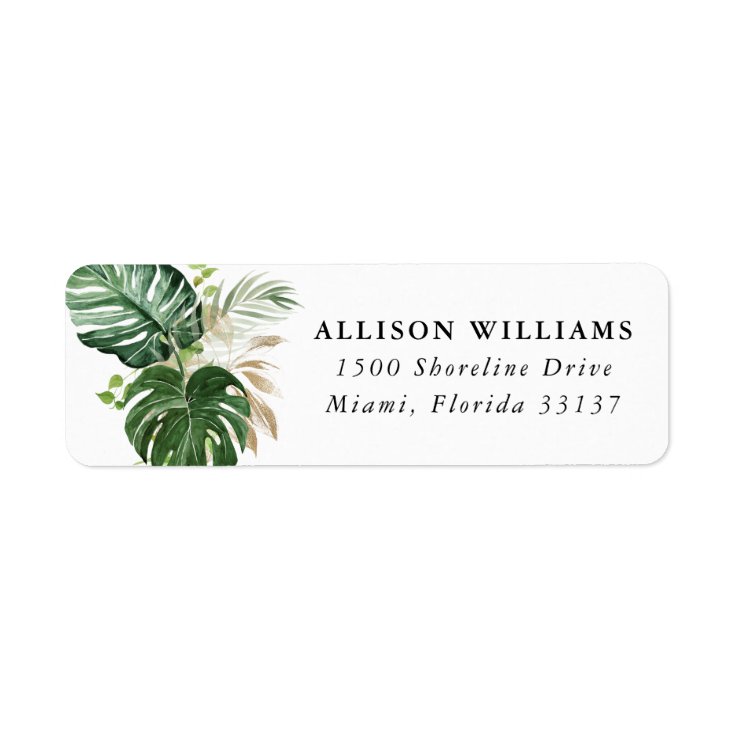 Tropical Gold | Return Address Label | Zazzle