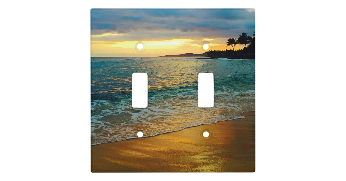 Tropical Golden Hawaiian Beach Light Switch Cover | Zazzle