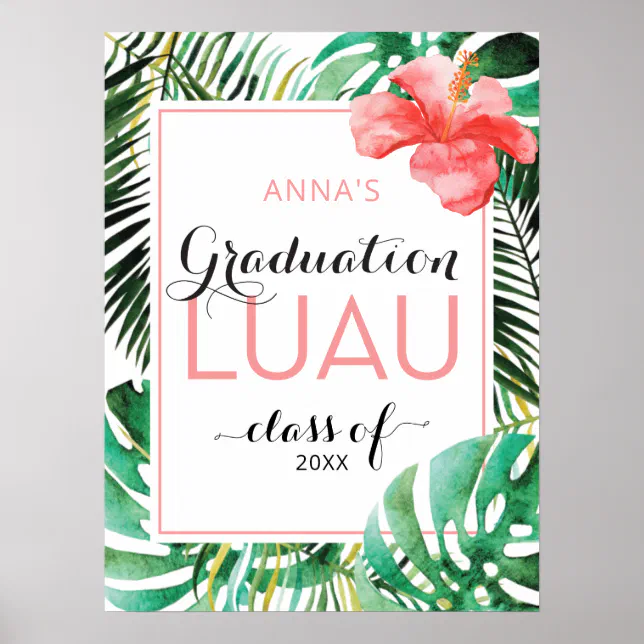 Tropical Graduation Luau Party Welcome Sign | Zazzle