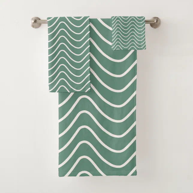 Tropical Green Chevron Pattern Minimal Zigzag Bath Towel Set | Zazzle