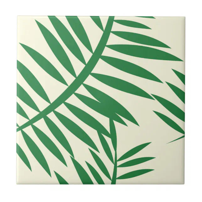 Tropical Green Fern Leaf Pattern Ceramic Tile | Zazzle