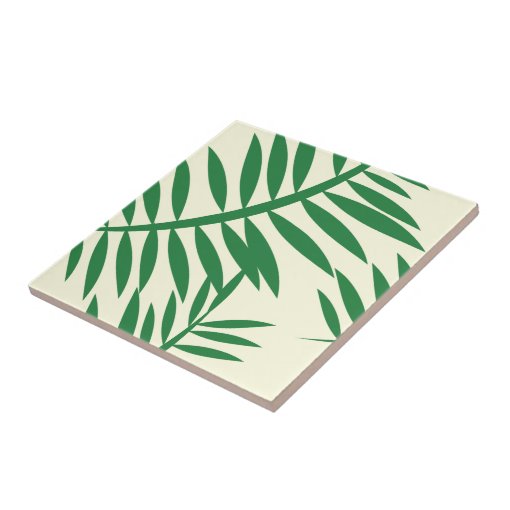 Tropical Green Fern Leaf Pattern Ceramic Tile | Zazzle