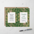 Tropical green gold rustic bi-fold wedding program | Zazzle