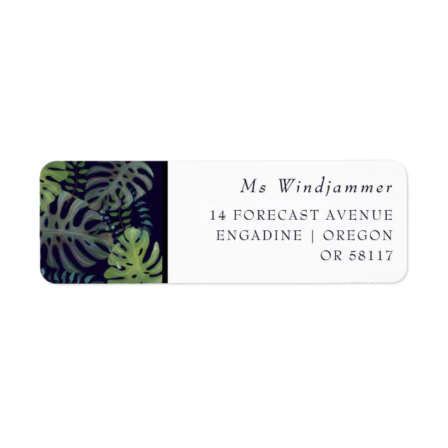 Tropical green leaf return address label | Zazzle