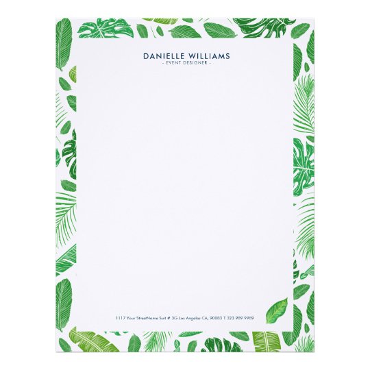 Tropical green leafs pattern letterhead | Zazzle.com