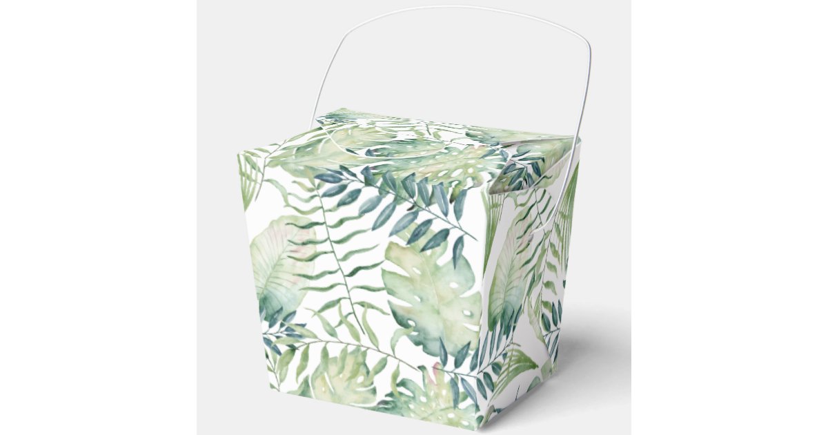 Tropical Green Leaves Aloha Favor Boxes | Zazzle