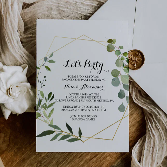 Tropical Green Leaves Let's Party Invitation | Zazzle