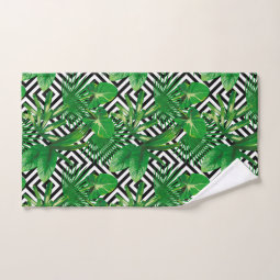 Tropical Green Leaves Pattern Bath Towel Set | Zazzle