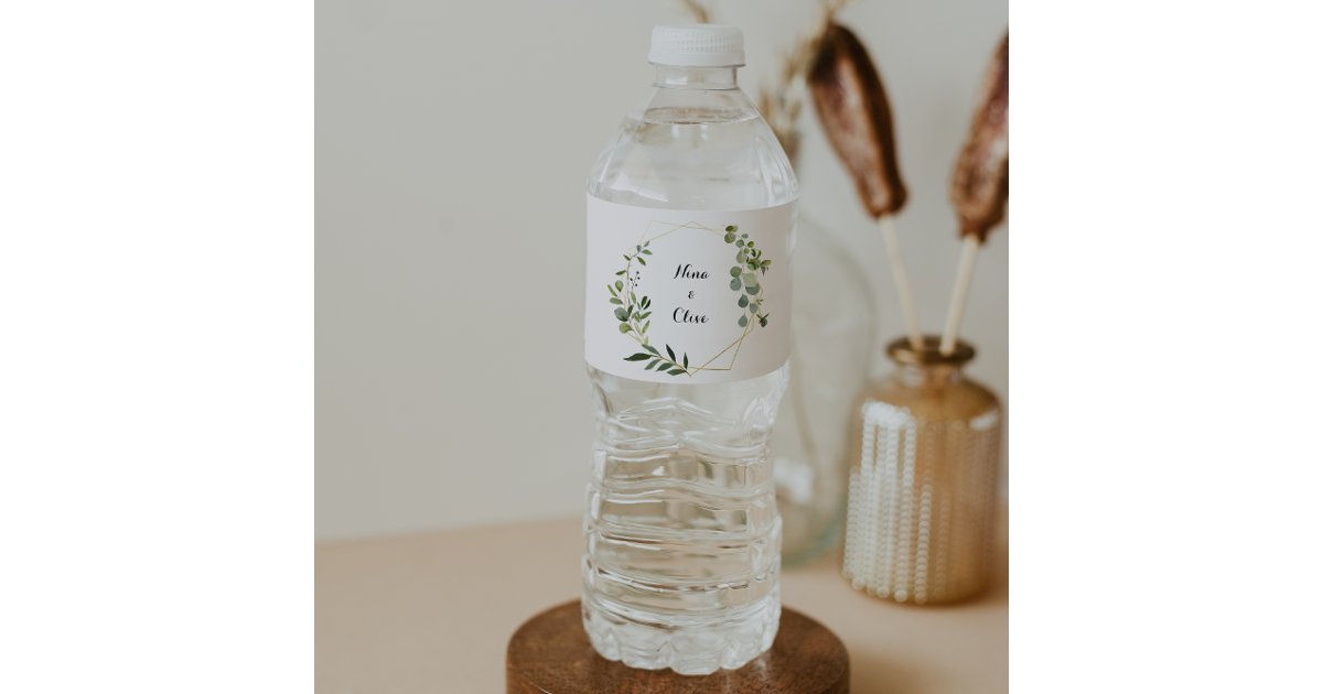 Tropical Green Leaves Water Bottle Label | Zazzle
