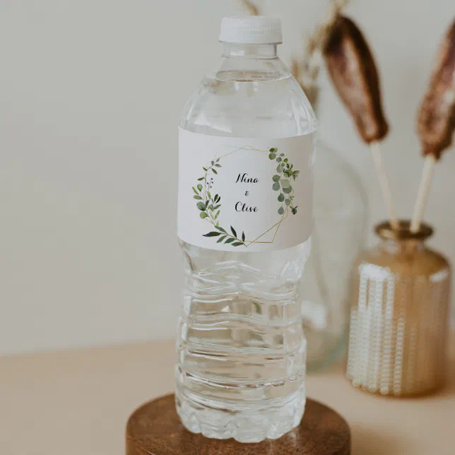 Tropical Green Leaves Water Bottle Label | Zazzle