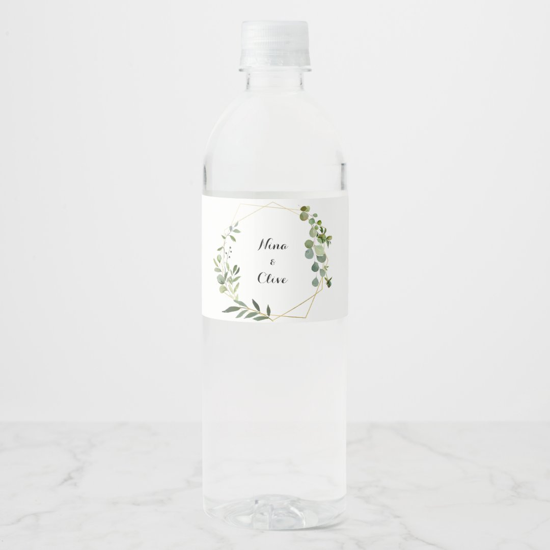 Tropical Green Leaves Water Bottle Label | Zazzle