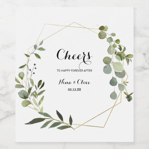 Tropical Green Leaves Wedding Wine Labels | Zazzle
