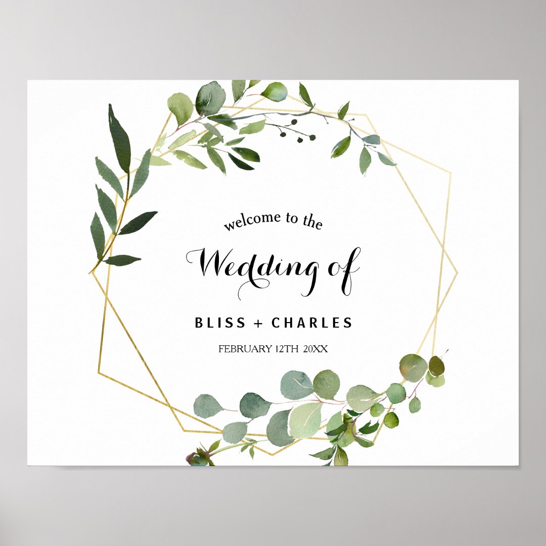 Tropical Green Leaves Welcome Wedding Poster | Zazzle