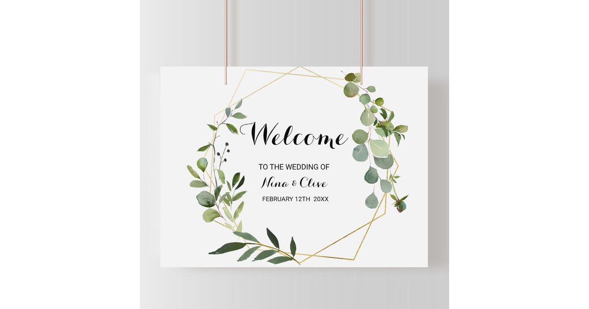 Tropical Green Leaves Welcome Wedding Poster | Zazzle