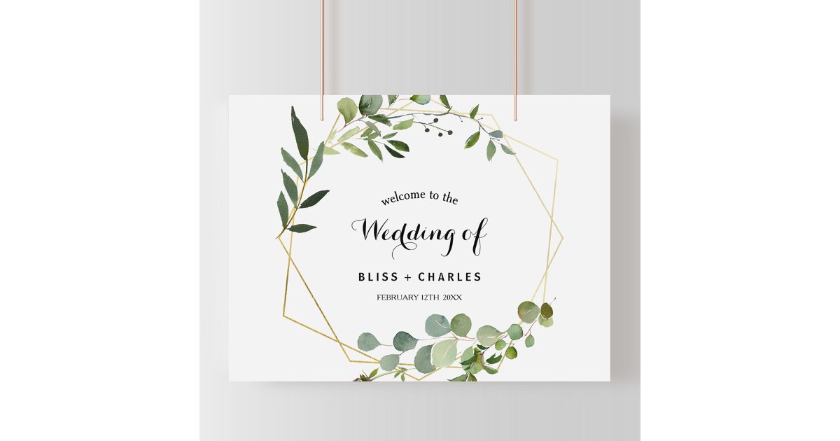 Tropical Green Leaves Welcome Wedding Poster | Zazzle