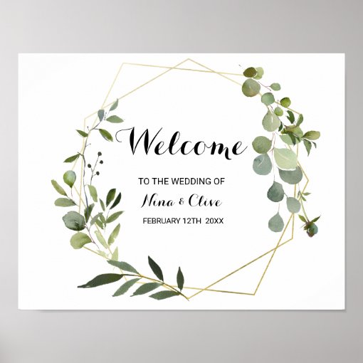 Tropical Green Leaves Welcome Wedding Poster | Zazzle