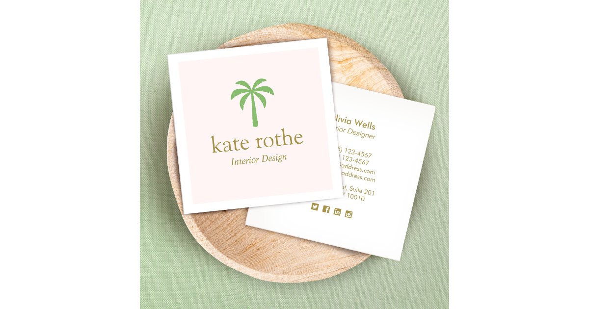 Tropical Green Modern Palm Tree Calling Card | Zazzle