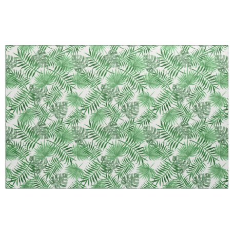 Green Palm Trees Pattern Fabric | Zazzle