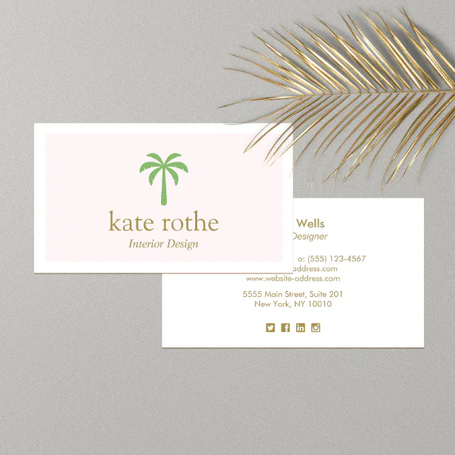 Tropical Green Palm Tree Calling Card | Zazzle
