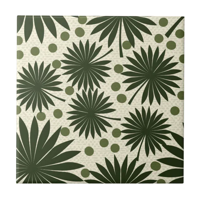 Tropical Green Rainforest Palm Leaf Art Ceramic Tile | Zazzle