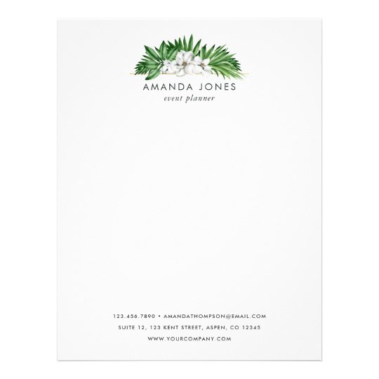 Tropical Greenery Foliage Letterhead | Zazzle.com