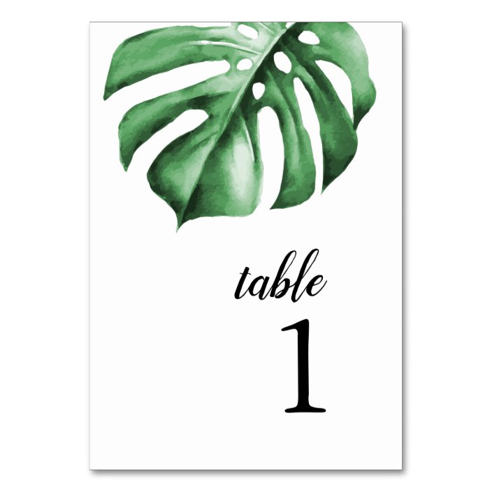 Tropical Greenery Palm Table Number | Zazzle.com