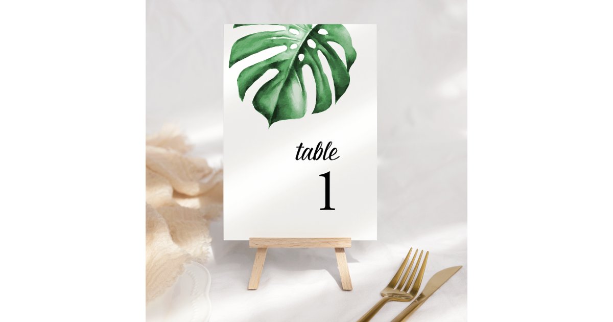 Tropical Greenery Palm Table Number | Zazzle