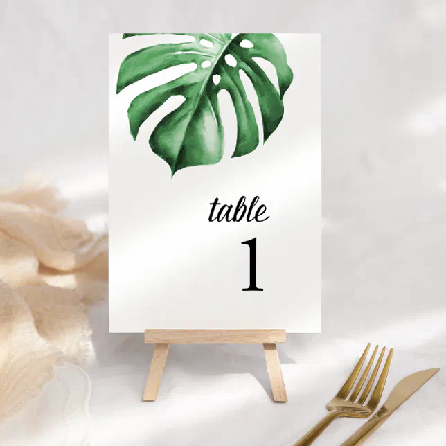 Tropical Greenery Palm Table Number | Zazzle