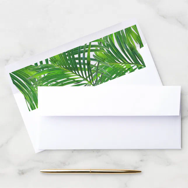 Tropical Greenery Palm Tree Leaves #10 Envelope Liner | Zazzle
