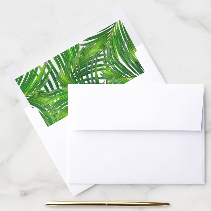 Tropical Greenery Palm Tree Leaves Envelope Liner | Zazzle