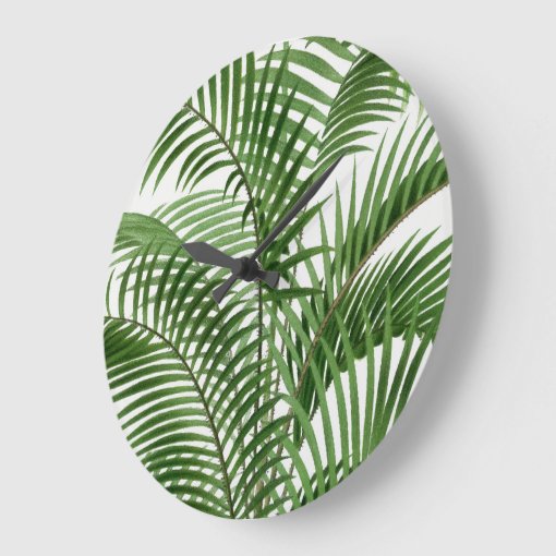 Tropical Greenery Watercolor Palm Tree Leaves Large Clock | Zazzle Tropical Greenery Watercolor Palm Tree Leaves Large Clock | Zazzle