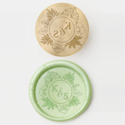 Tropical Greenery Wedding Monogram Wedding Logo Wax Seal Stamp | Zazzle