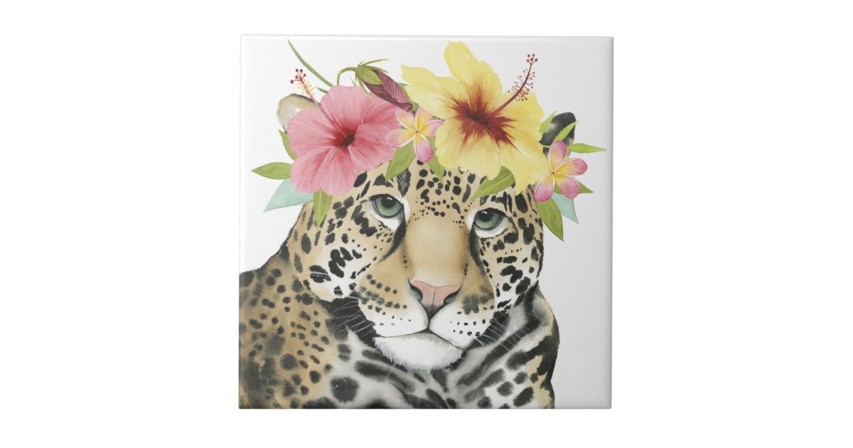 Tropical Halo | Sweet Cheetah Ceramic Tile | Zazzle