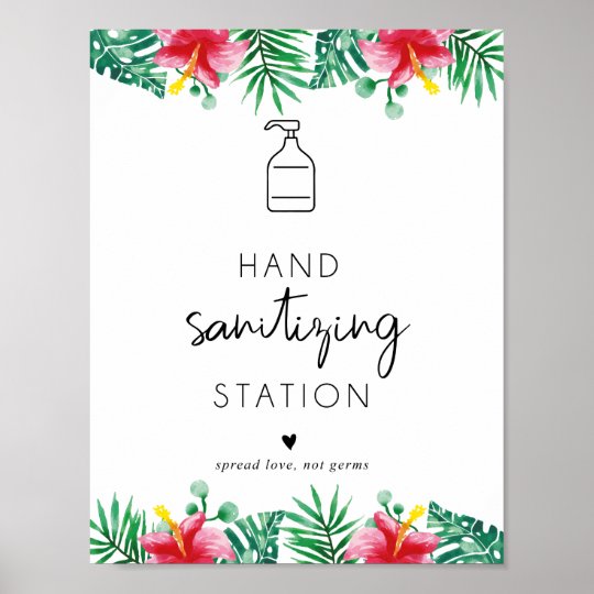 Tropical Hand Sanitizing Station Poster | Zazzle.com
