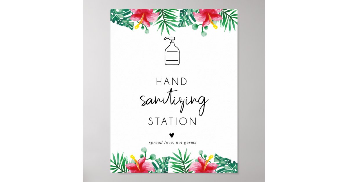 Tropical Hand Sanitizing Station Poster | Zazzle