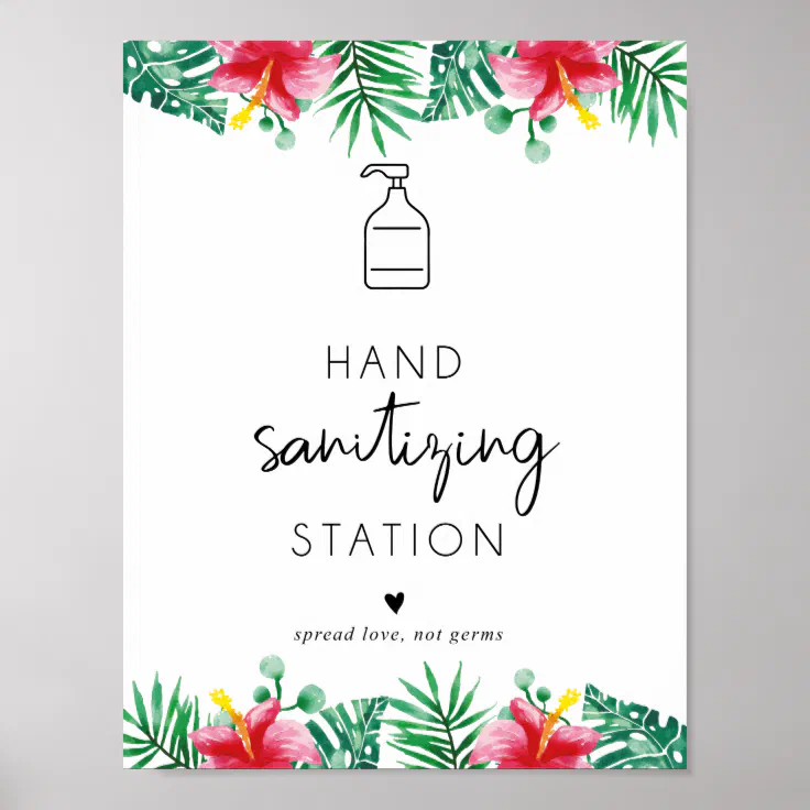 Tropical Hand Sanitizing Station Poster | Zazzle